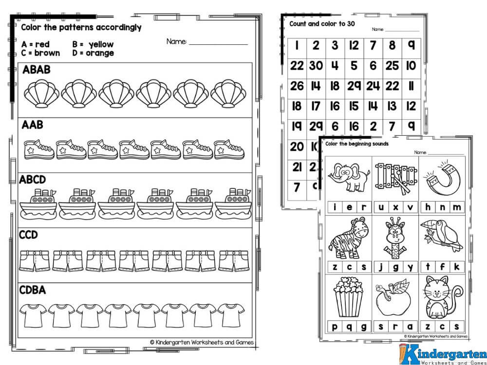 Kindergarten Colouring Worksheets