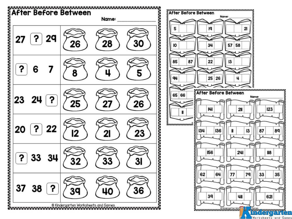 Before and After Number Worksheets for Kindergarten (0-100)