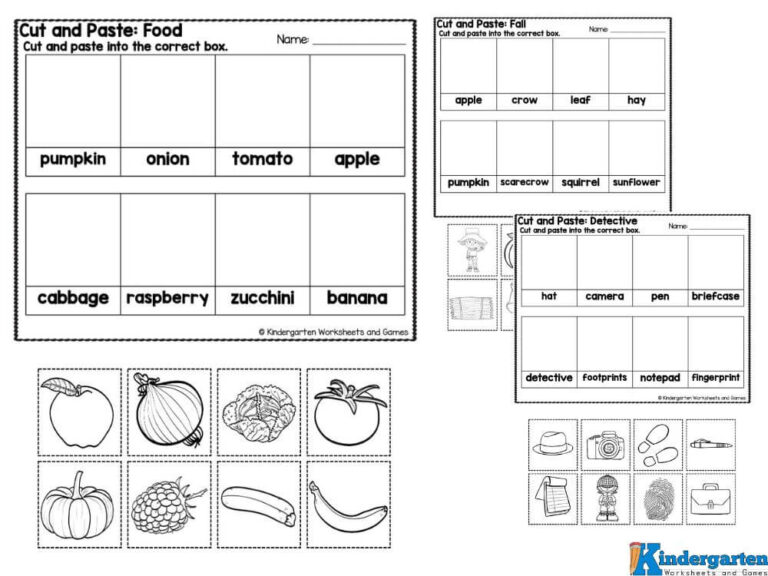 Cut and Paste Activity Worksheets