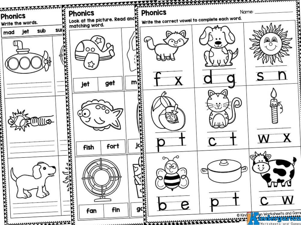 FREE Kindergarten Phonics Printables