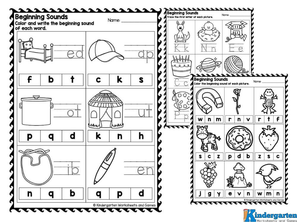 FREE Beginning Sound Worksheets for Kindergarten