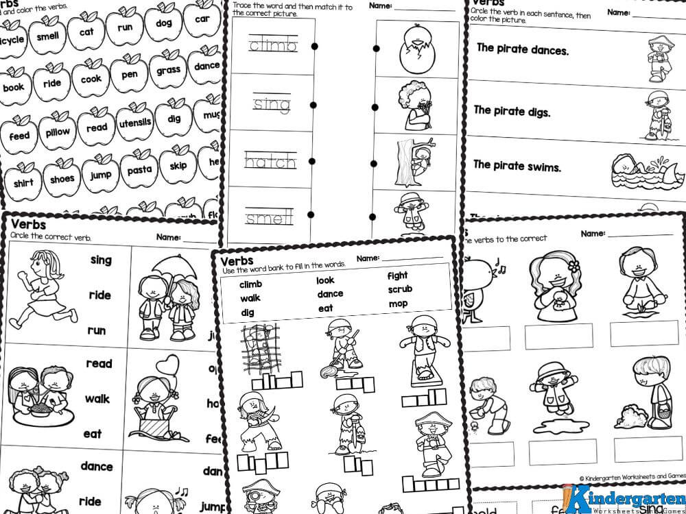 Verb Worksheets for Kindergarten